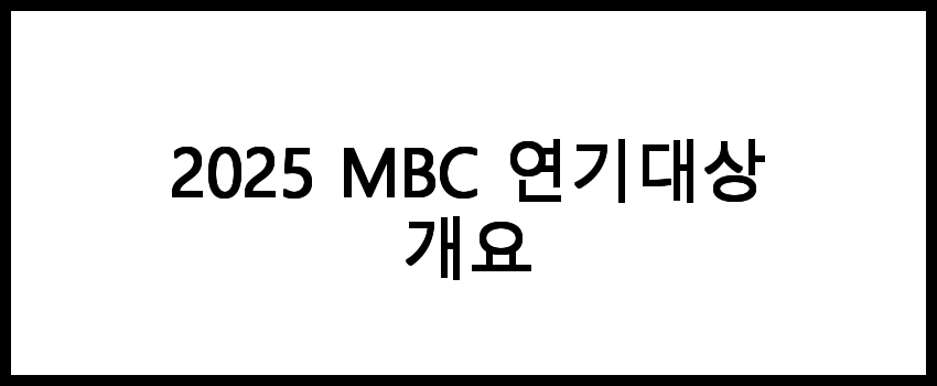 2025 MBC 연기대상 중계