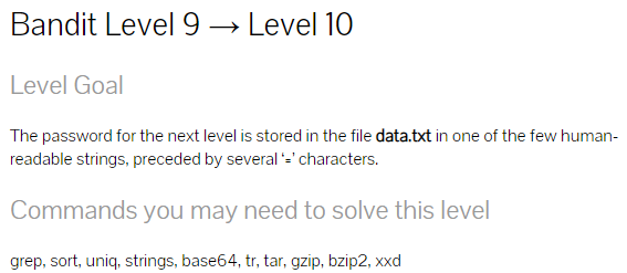 Bandit Level 9 -> Level 10