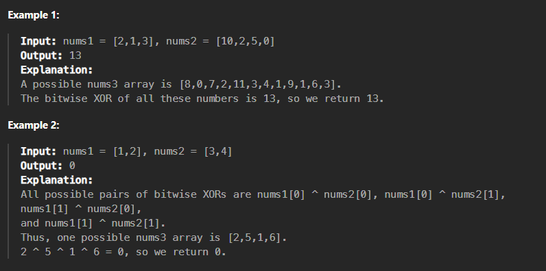 2425. Bitwise XOR of All Pairings(JAVA) :: shryoo 님의 블로그
