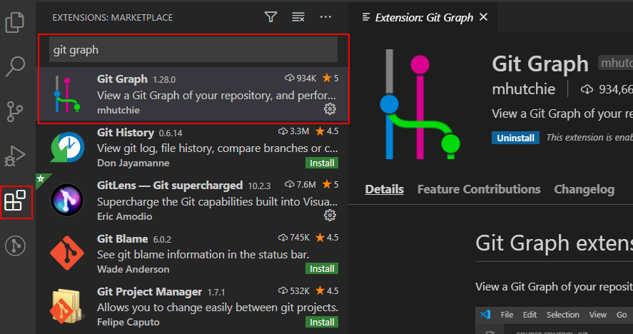 VSCODE 에서 git branch 그래프로 보기