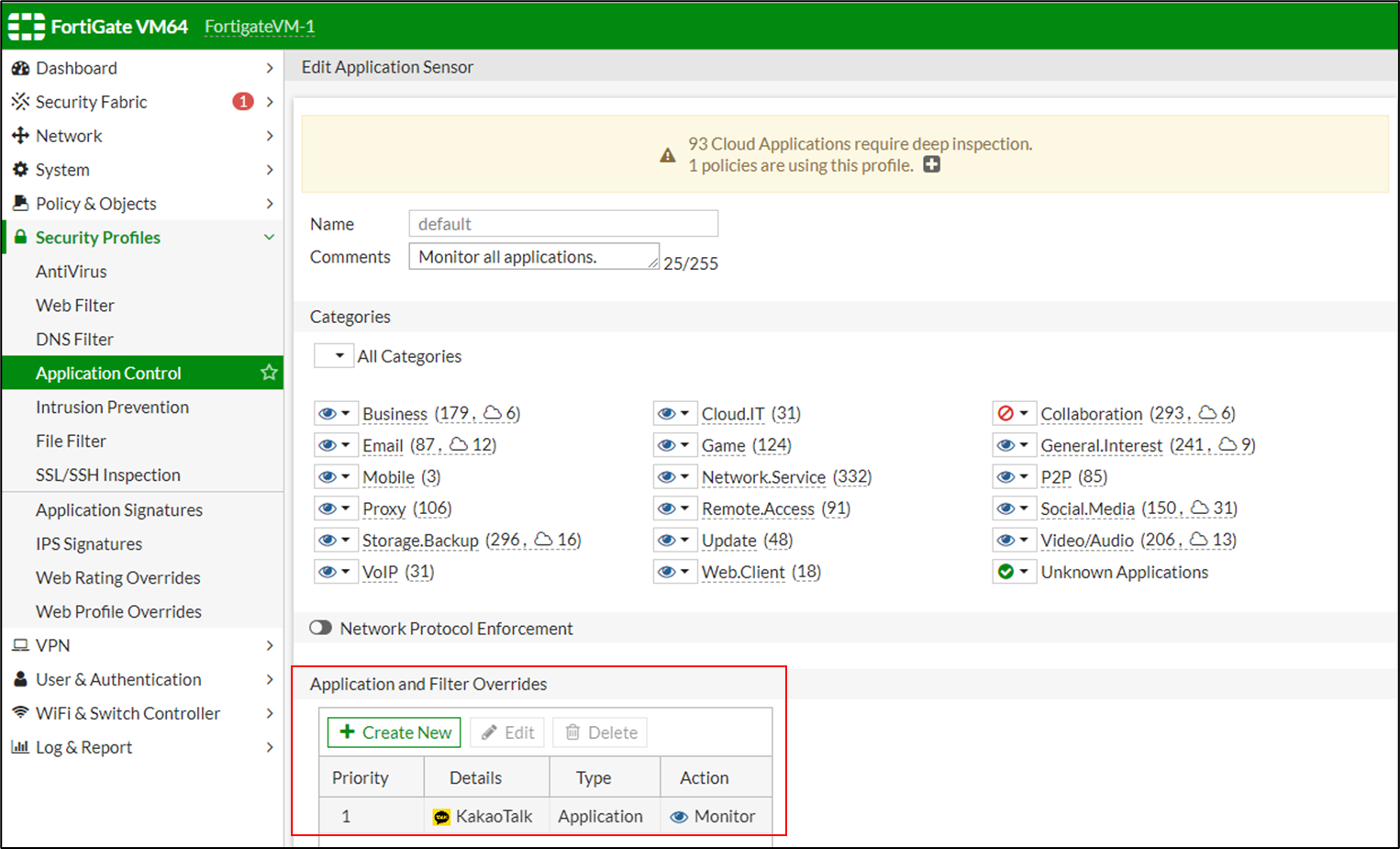 [fortigate][security profiles] Application Control