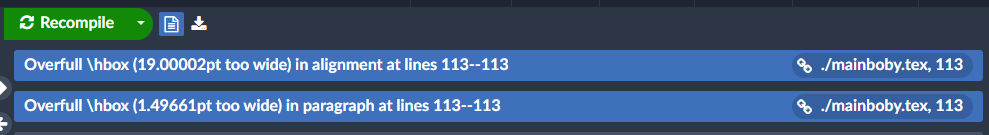 [LaTeX][에러 해결] Package hyperref Warning:~~~, Underfull \hbox ~~~, Overfull \hbox