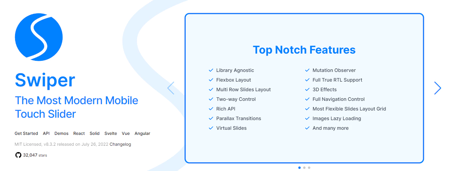 Javascript Swiper Slider Plugin 