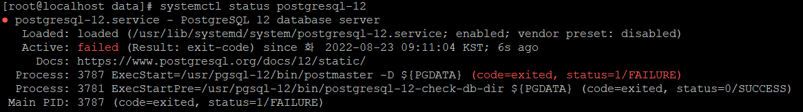 [ERROR] CentOS7 postgresql 서비스 시작 오류 (.s.PGSQL.5432.lock 잠금파일)