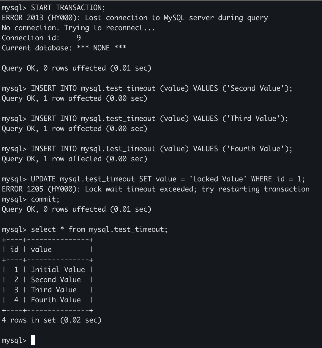 [MySQL] innodb_rollback_on_timeout 알아보기 (Lock wait timeout exceeded ...