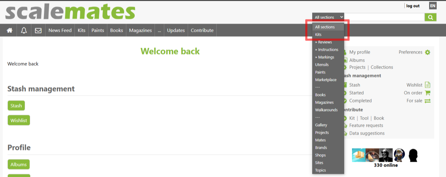 [정보] 스케일메이트(Scalemates) 사용법(1) - 회원가입 및 보유키트등록(Stash)