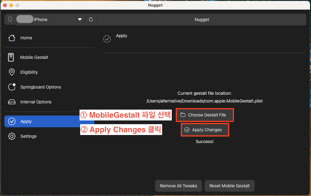 iOS 18.1 트윅툴 Nugget 사용법 - 미코