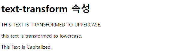 CSS text-transform 속성
