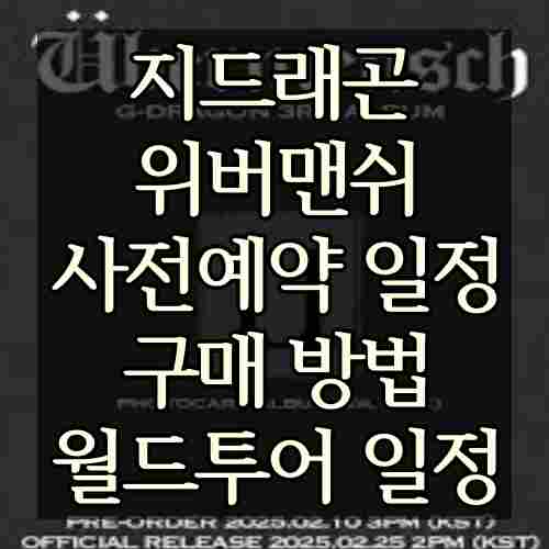 지드래곤 앨범 위버맨쉬 사전 예약 일정 구매 방법 월드투어 콘서트 일정 정리