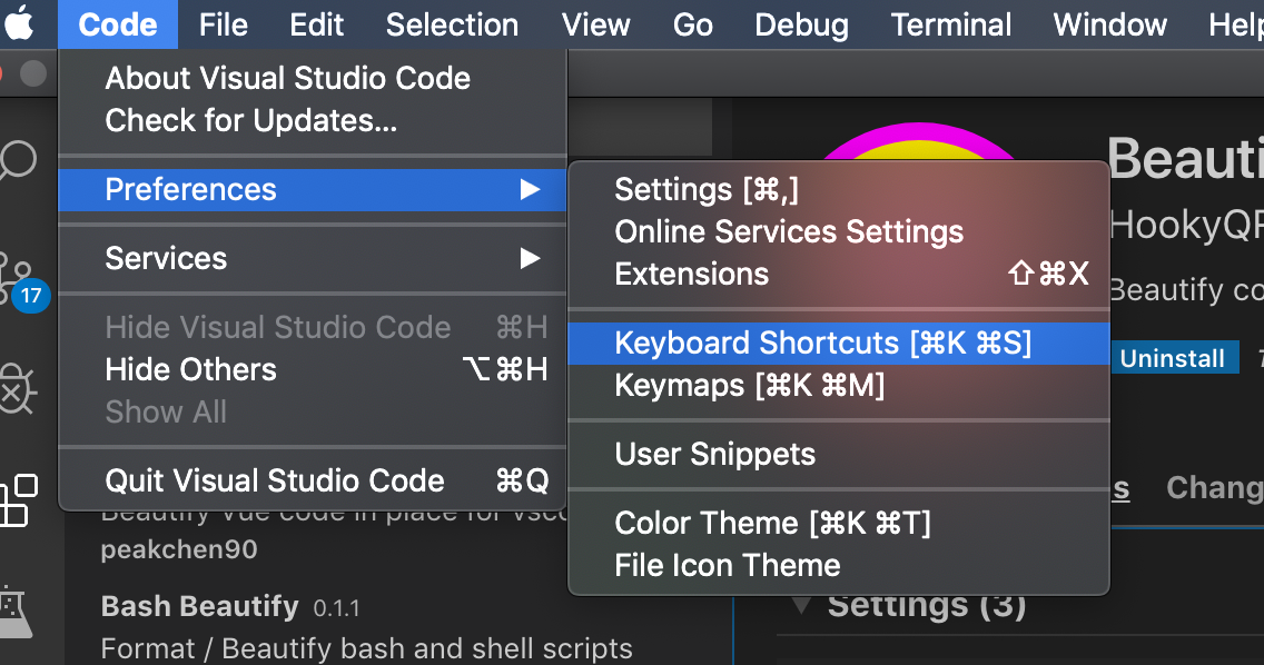 HTML의 확장기능, Beautify (Mac ver.)