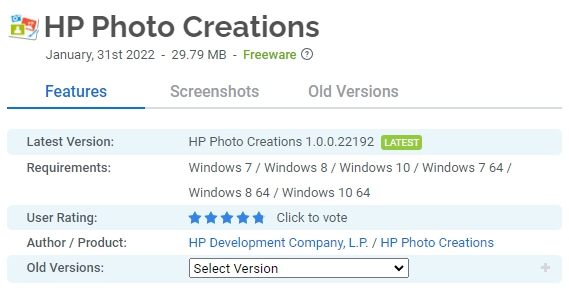 HP Photo Creations 무료 다운로드