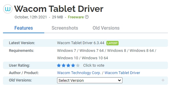 Wacom Tablet Driver 무료 다운로드