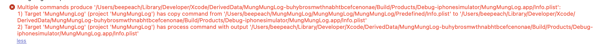 Xcode - Multiple commands produce :: iOS with BeePeach