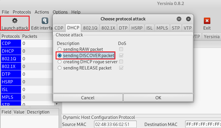 Kali Linux - DHCP Starvation 공격 (Yersinia 이용)