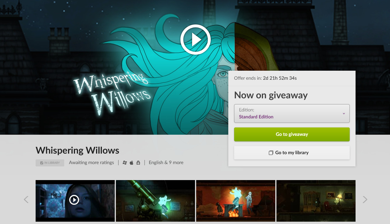 [GOG] Whispering Willows 무료배포 - 10월 6일 밤 10시 전까지