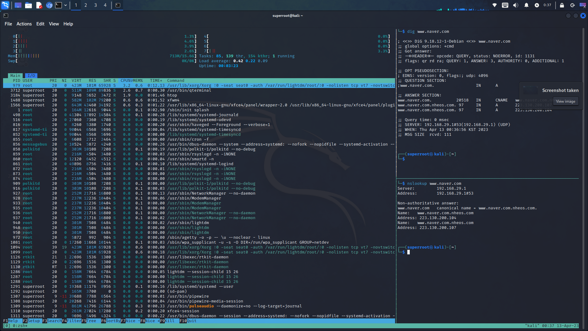 터미널 멀티태스킹 및 창 분할(Terminal multi-tasking, tmux pane/windows split on Kali Linux)