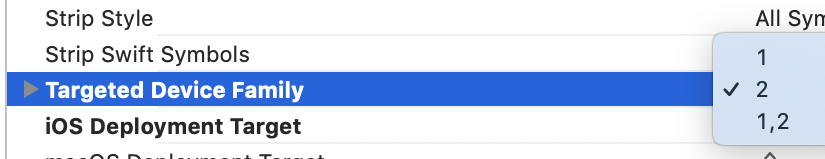 Xcode unsupported family
