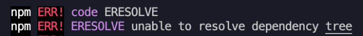 [해결] npm install 설치 시 npm ERR! code ERESOLVE — 꾸매코딩