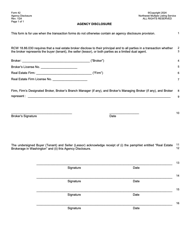 3 - Agency Disclosure [Form 42]