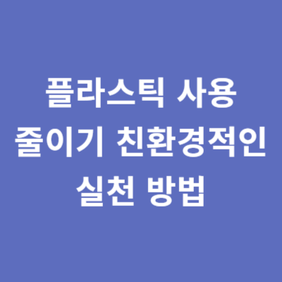 플라스틱 사용 줄이기 친환경적인 실천 방법