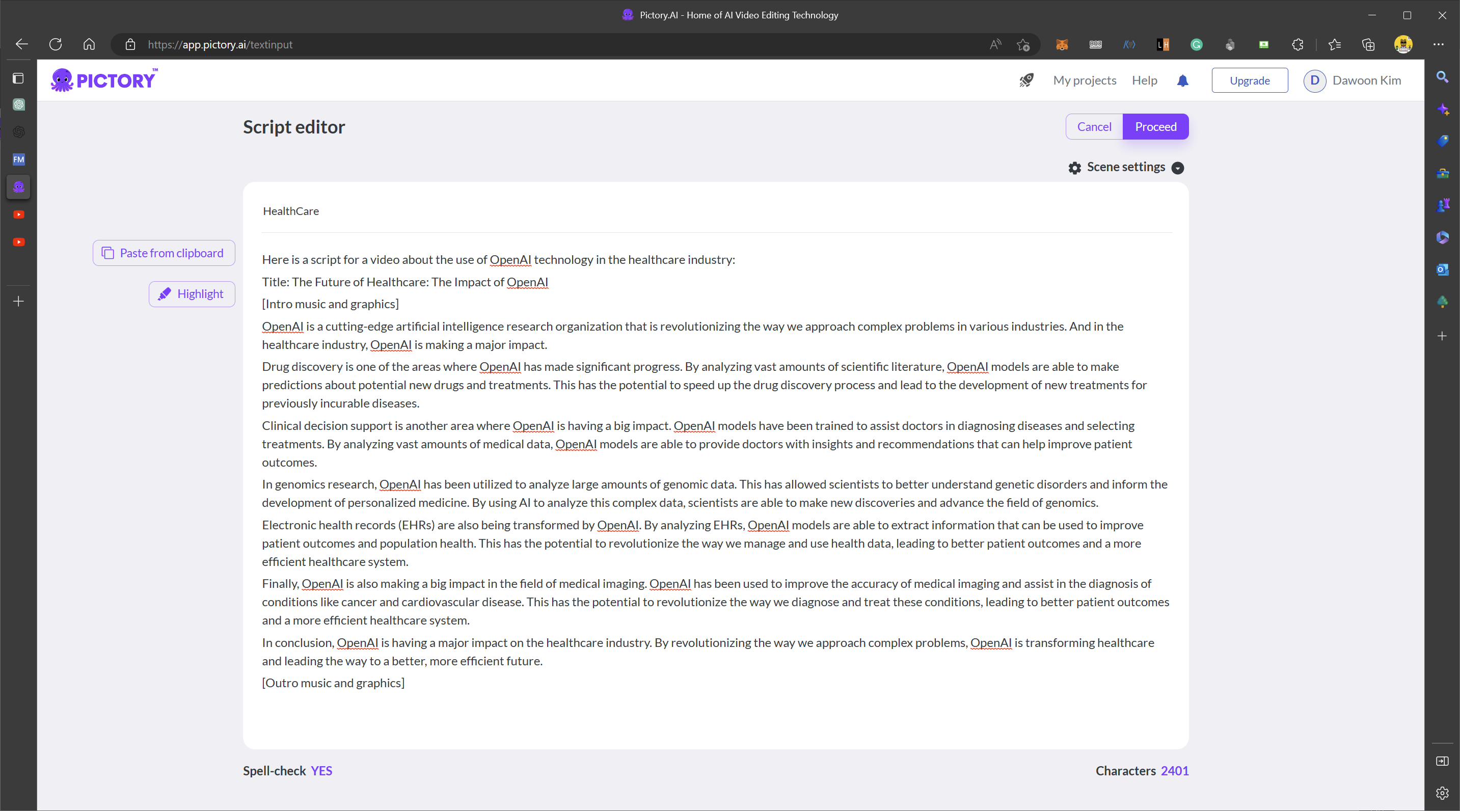 OpenAI/ChatGPT로 script 작성하여 Youtube 영상 만들기