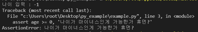 [python] 파이썬 assert (가정 설정문)에 대해서