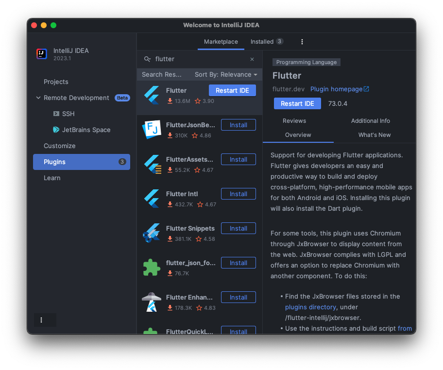 Mac Flutter 개발환경 구성 (with. Intellij) ver 2023
