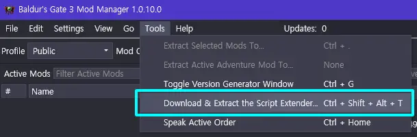 발더스 게이트 3 모드 | 스크립트 익스텐더 런처 사용법