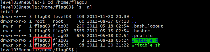 [Exploit-Exercises: Nebula] level03 풀이