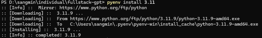 windows pyenv 설치 및 사용