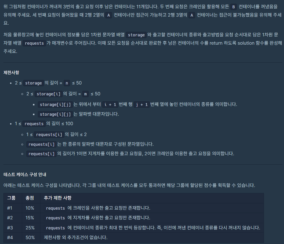 [프로그래머스 Lv2, python] - 지게차와 크레인