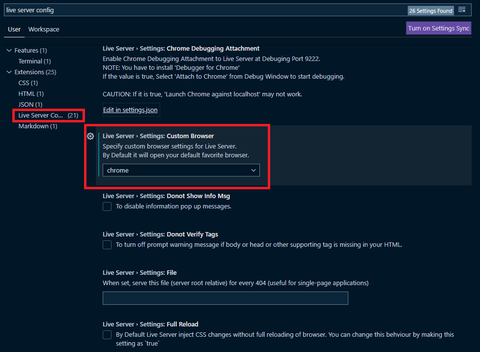 Visual Studio Code live server 기본 브라우저 chrome으로 설정하기