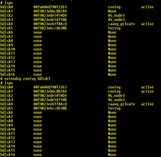 [AIX] Mirroring된 rootvg disk를 교체하는 방법 :: STAY TUNED