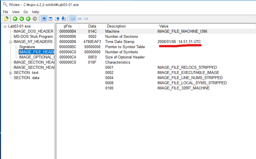 Malicious Code Analysis DAY_010 LAB03-01.exe, 정적 분석, ExitProcess, kernel32.dll, WS2_32, SOFTWARE ...
