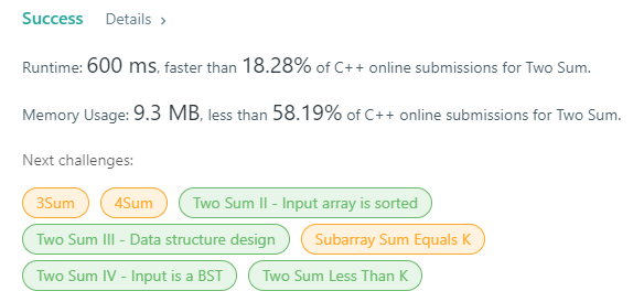 C++ 1. Two Sum(Leet Code)