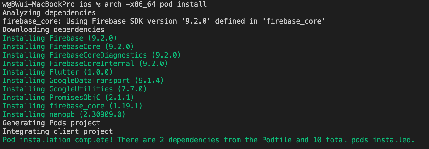 Flutter) POD 에러 (Cocoapods 에러 / firebase)