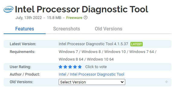 Intel Processor Diagnostic Tool 무료 다운로드