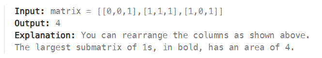 1727. Largest Submatrix With Rearrangements - Java