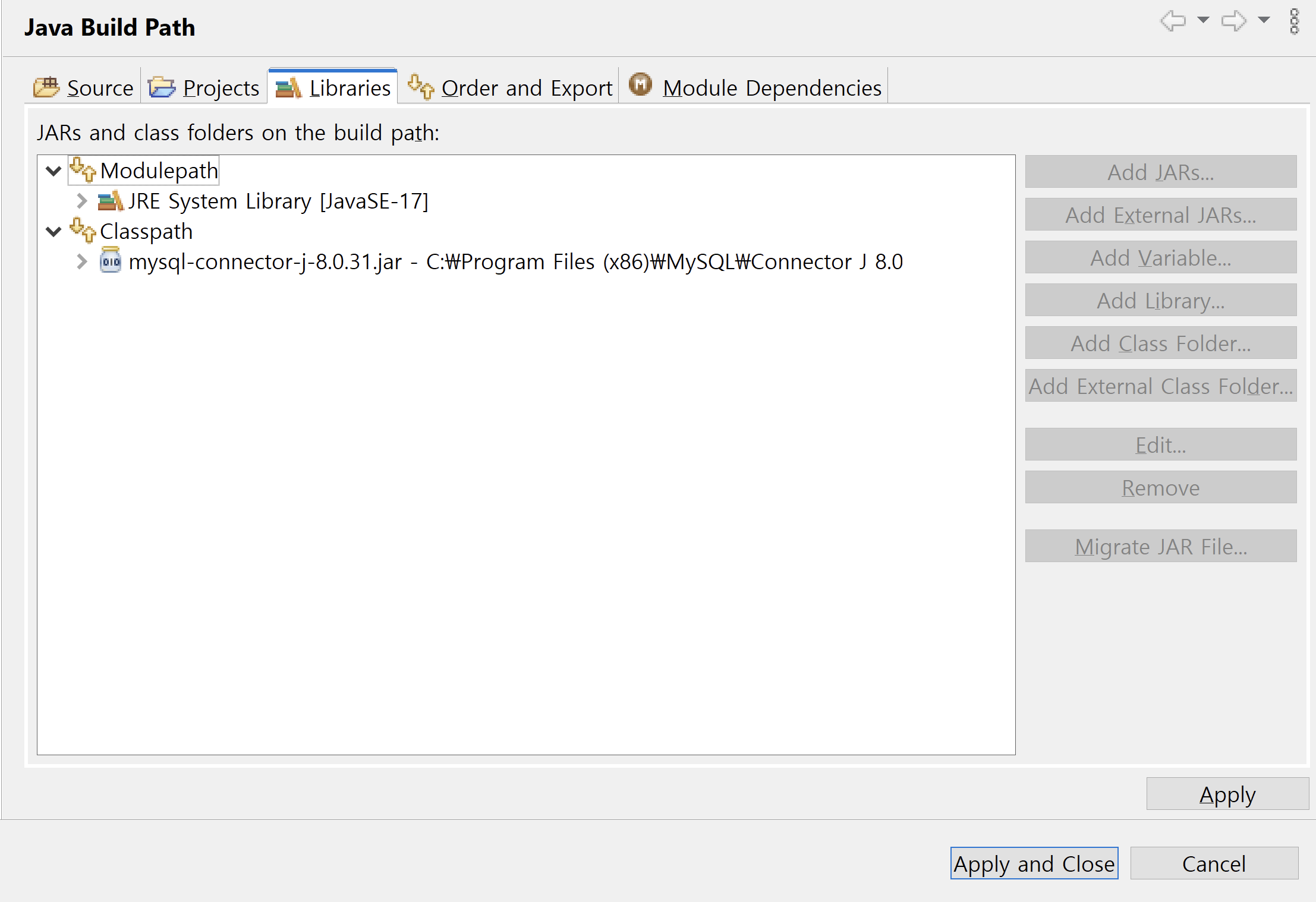 [JAVA] DB 연결을 위한 lib참조 Path 설정