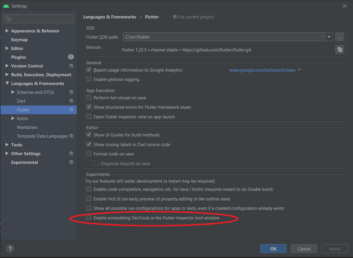 Flutter Inspector Installing DevTools 오류 해결법