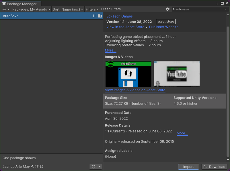 [유니티] 에디터 자동 저장 — 나의 개발일지