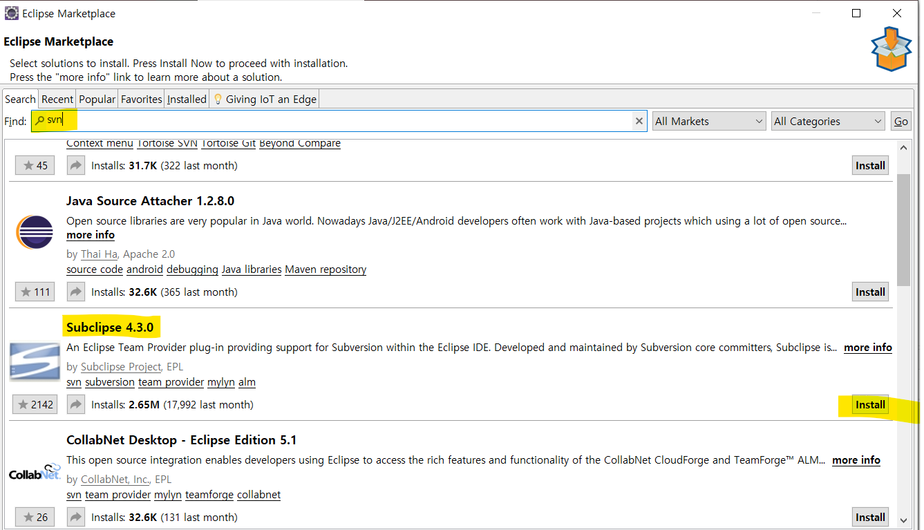 [Eclipse] SVN 입문 1 (플러그인 Subclipse 설치, SVN Repository 추가, SVN Server 설치)