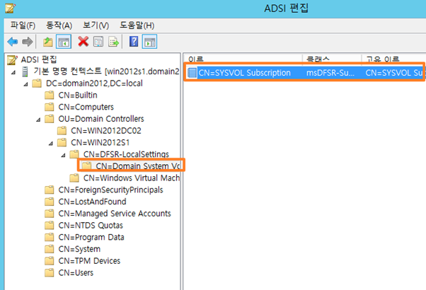 Active Directory SYSVOL 및 Netlogon 공유 오류