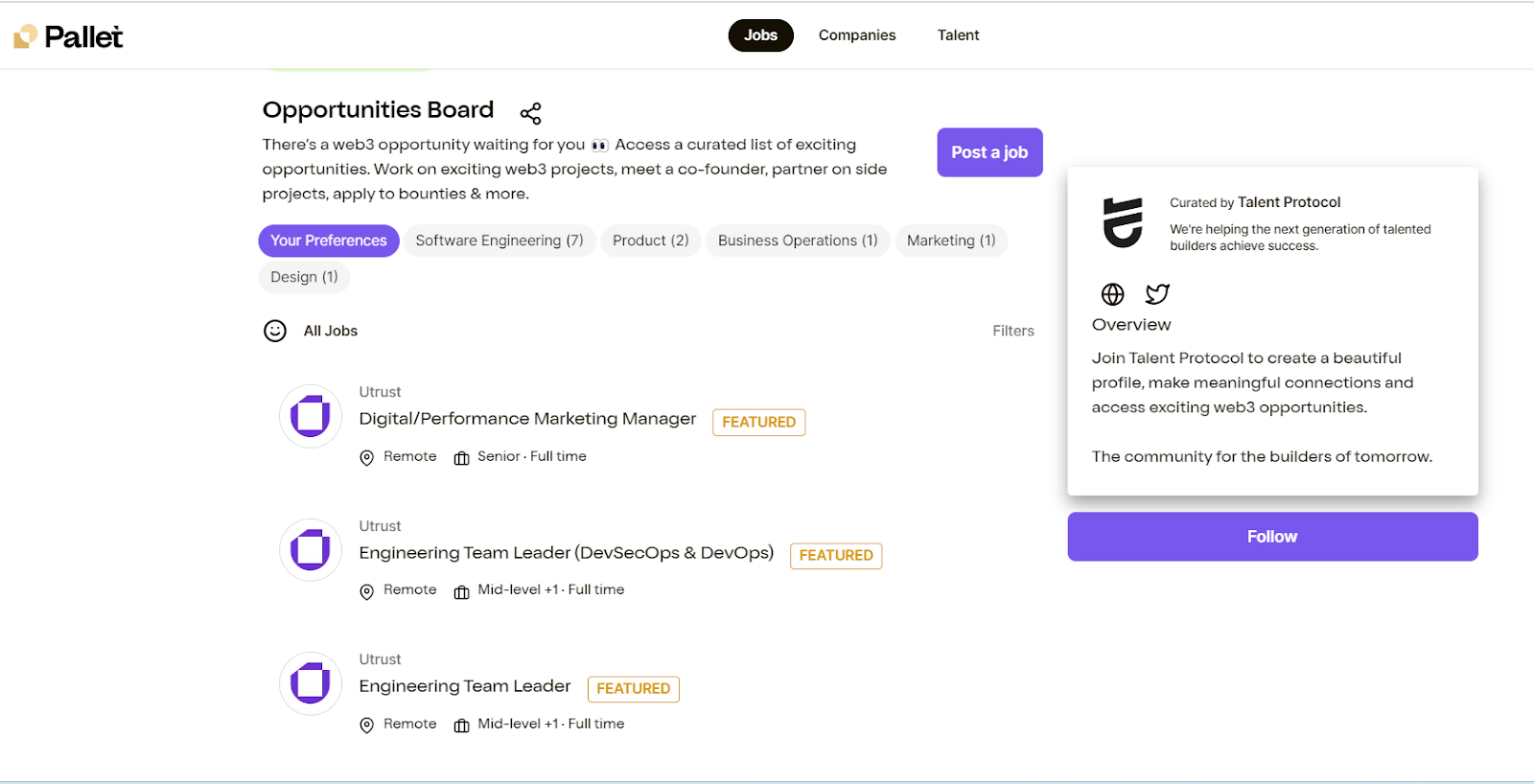 Talent Protocol: Pallet 서비스 소개