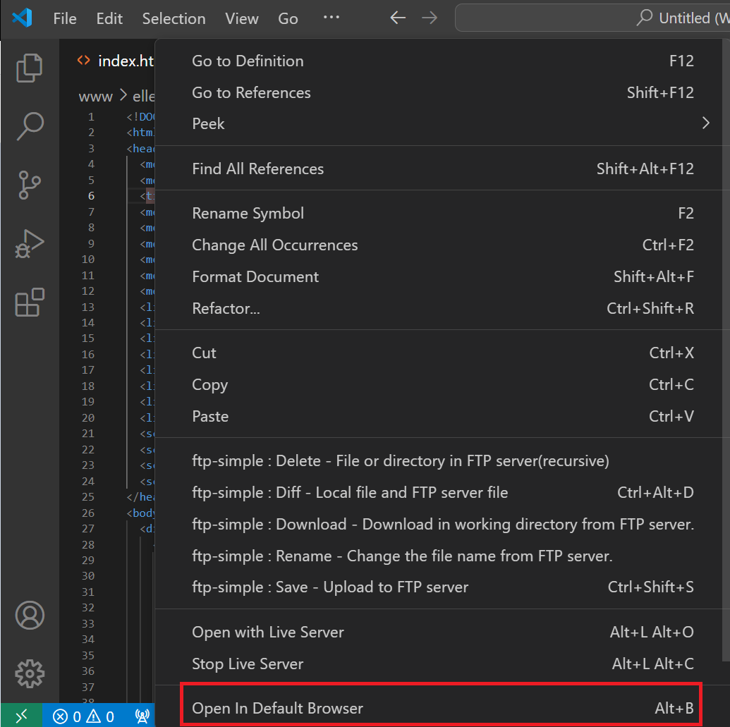 VSCode) Alt + B 단축키로 HTML 파일 브라우저로 바로 열기
