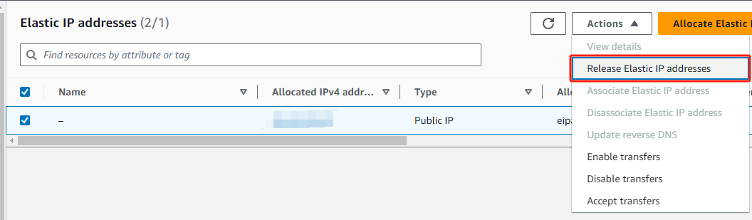 [AWS] Elastic Ip 삭제