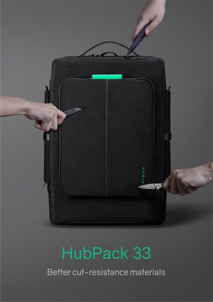 여행을 위한 기능성 수납공간의 도난방지 백팩 'HubPack 33'