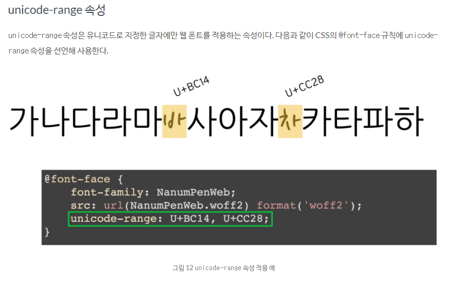 unicode range 사용