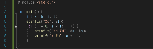 [C] 백준알고리즘 #10950 A+B -3